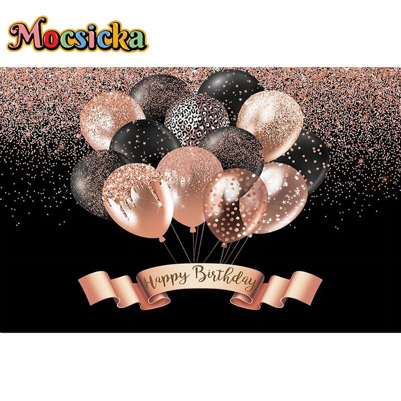 Birthday Party Backdrop Poster Gold Glitter Balloon Decor Cake Family ...