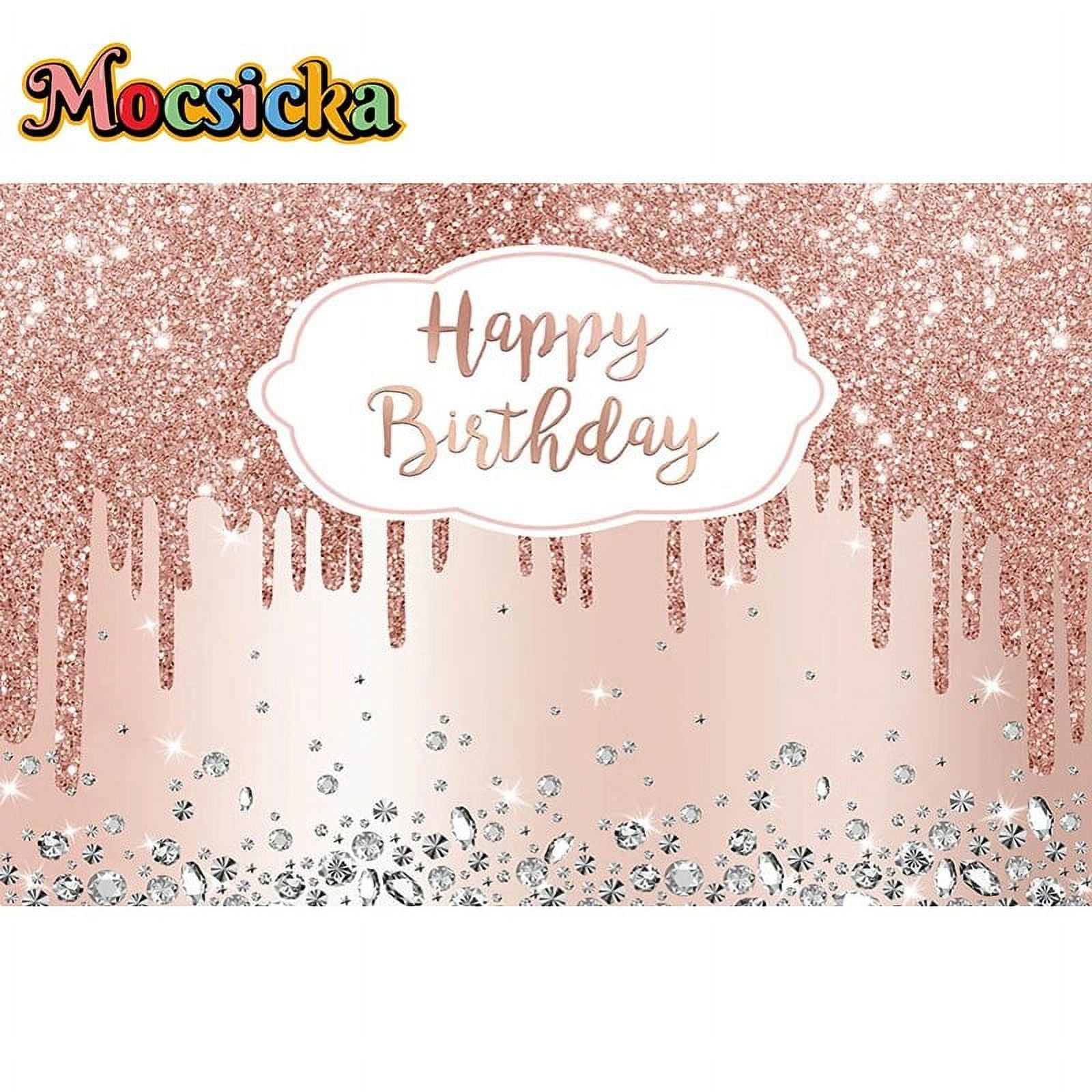Birthday Party Backdrop Poster Gold Glitter Balloon Decor Cake Family ...