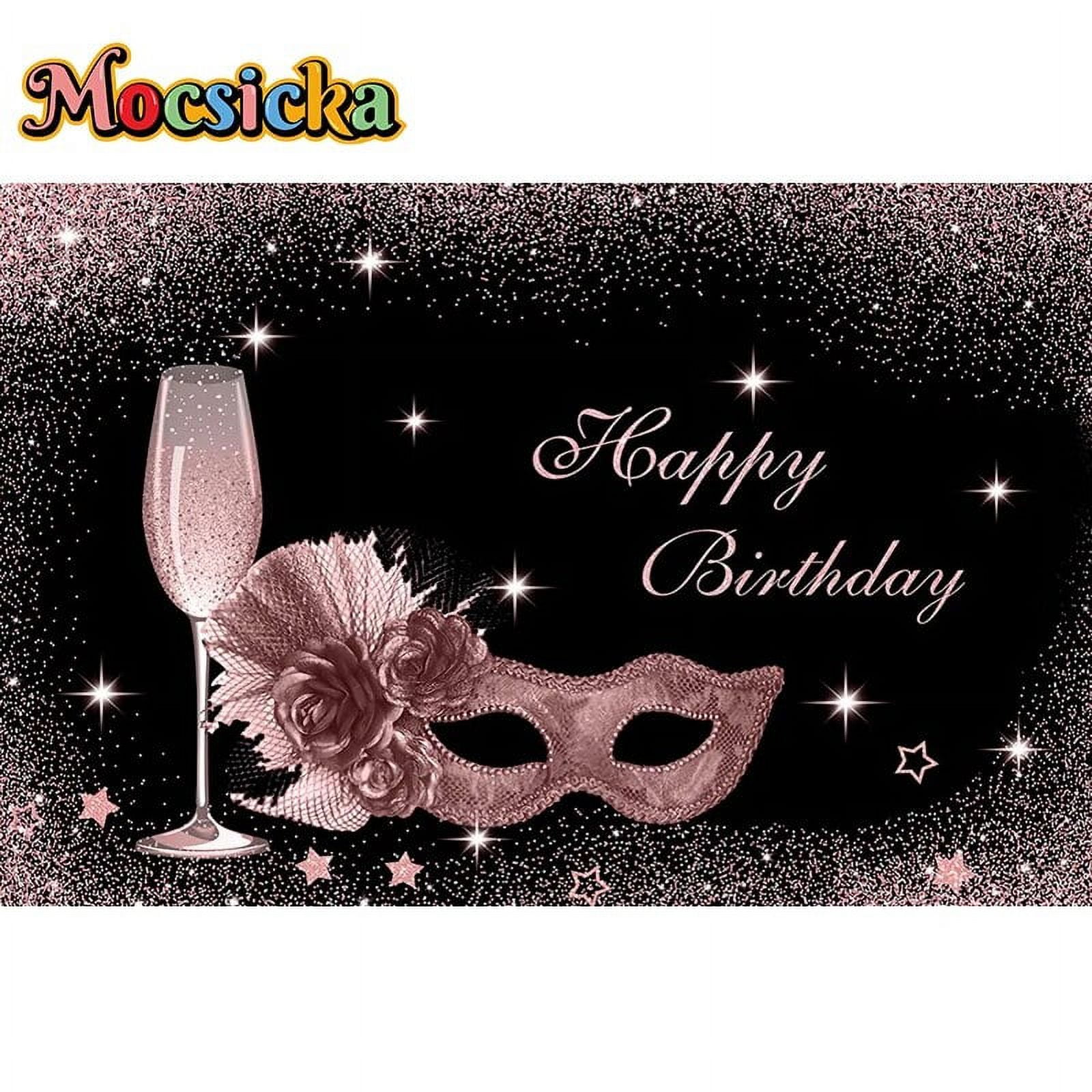 Birthday Party Backdrop Poster Gold Glitter Balloon Decor Cake Family ...