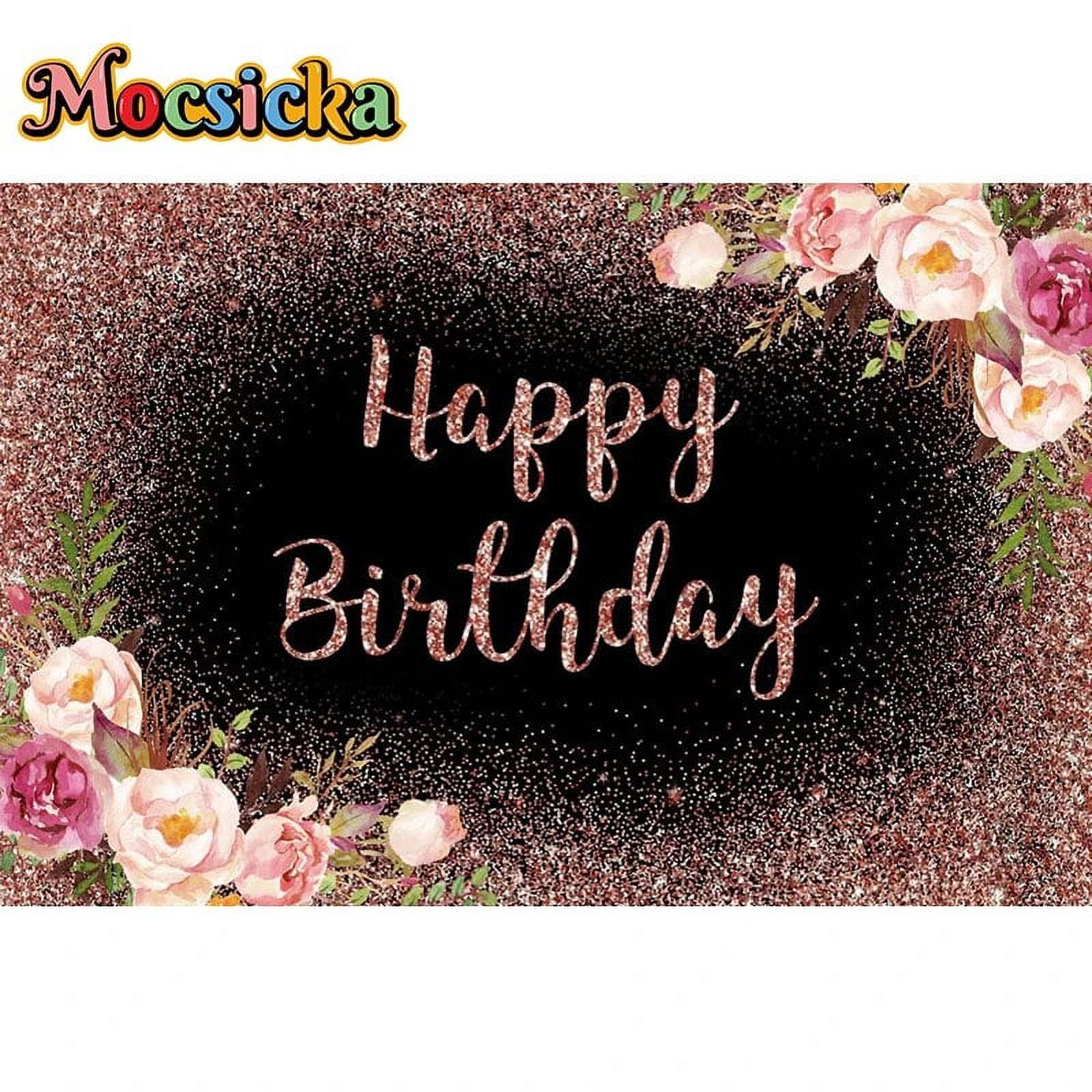 Birthday Party Backdrop Poster Gold Glitter Balloon Decor Cake Family ...