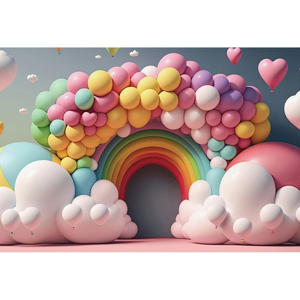 Birthday Party Balloon Background Aristocratic Castle Clouds Arch ...