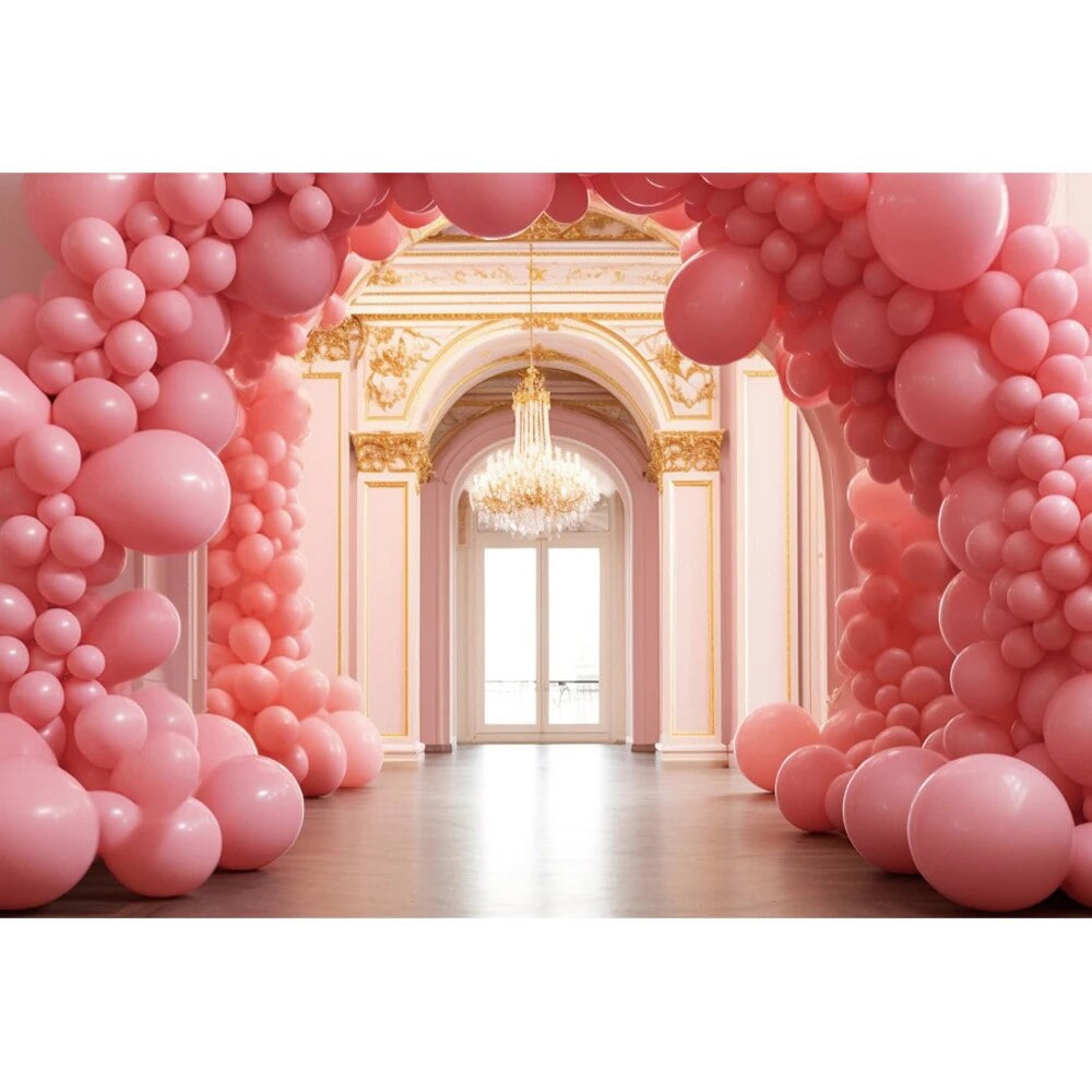 Birthday Party Balloon Background Aristocratic Castle Clouds Arch ...