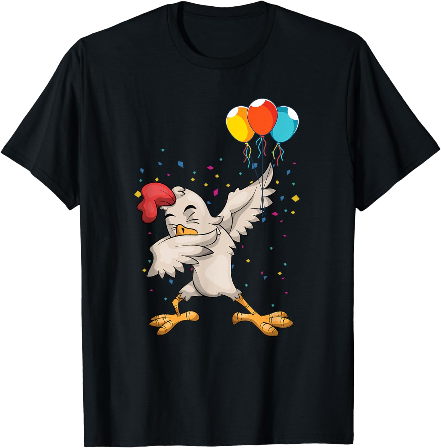 Birthday Party Balloon Funny Farm Bird Dabbing Chicken T-Shirt ...
