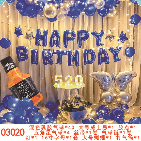 Birthday Party Balloons Set, Including Mixed Color Latex Balloons ...