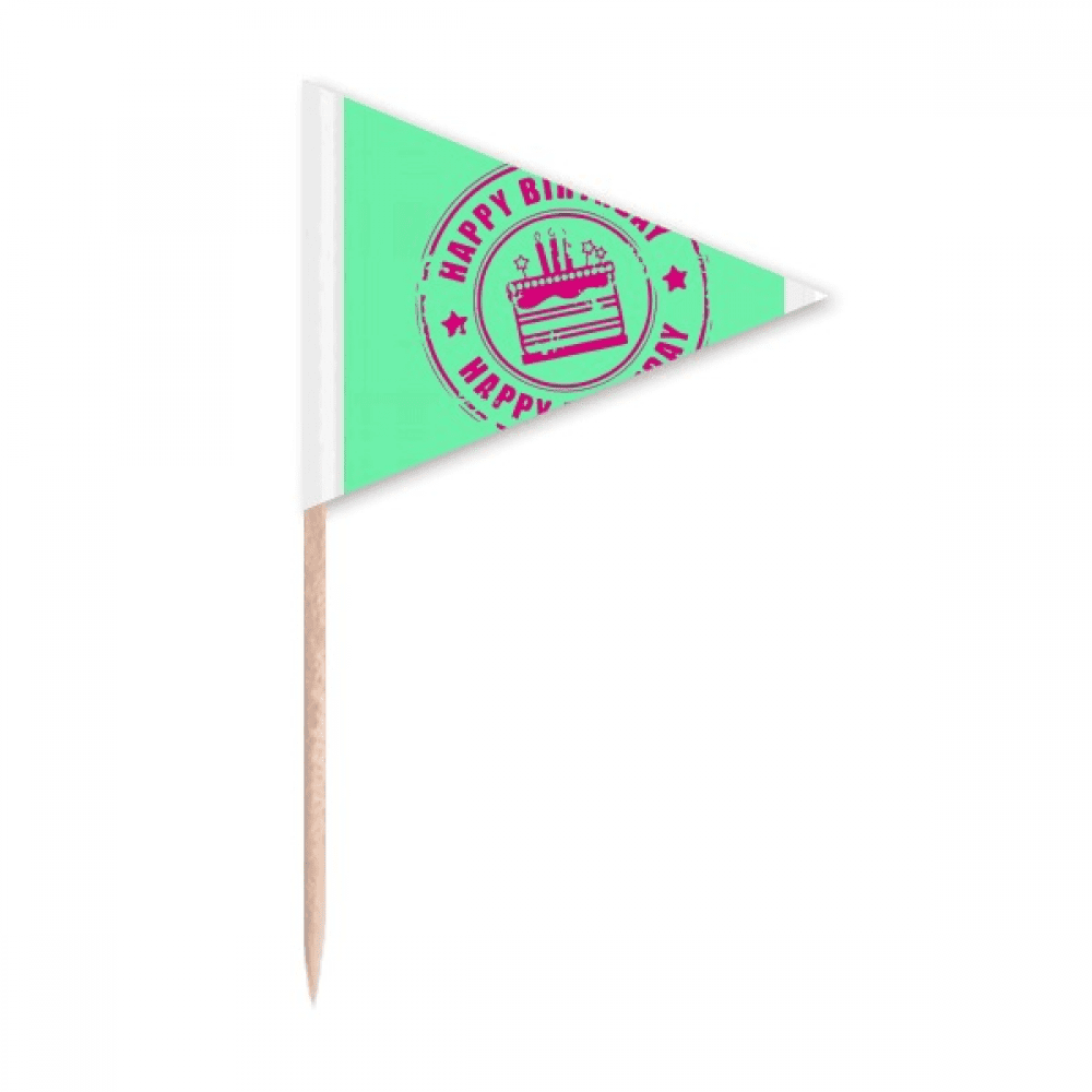 Birthday Party Cake Stamp Romantic Toothpick Triangle Cupcake Toppers ...