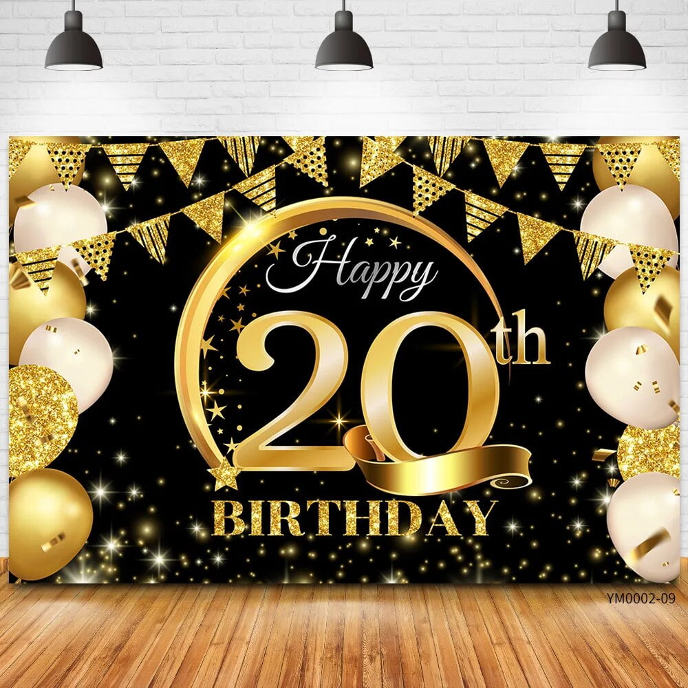 Birthday Party Decoration Extra Large Fabric Black Gold Sign Poster For