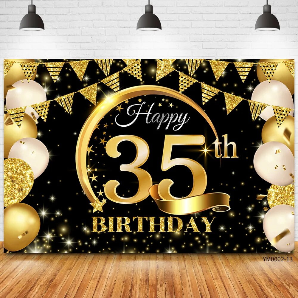Birthday Party Decoration Extra Large Fabric Black Gold Sign Poster For
