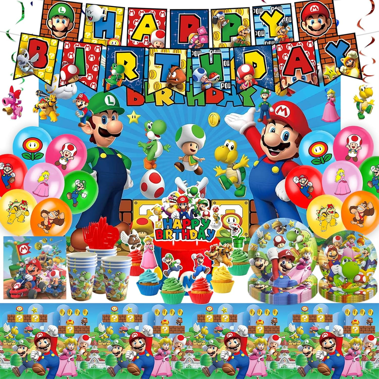 Birthday Party Decorations,140pcs Cute Cartoon Theme Style Party ...