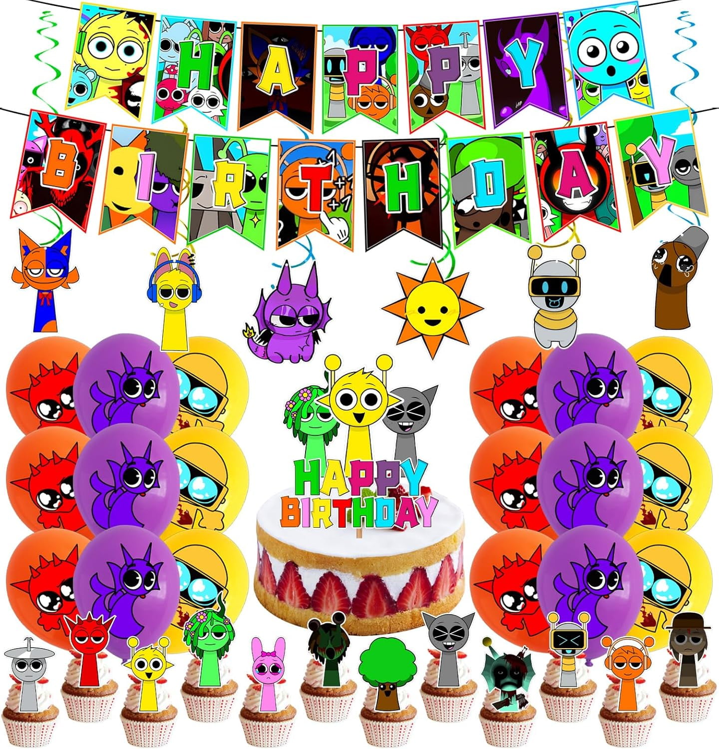 Birthday Party Decorations Balloons Set Include Happy Birthday Banner ...