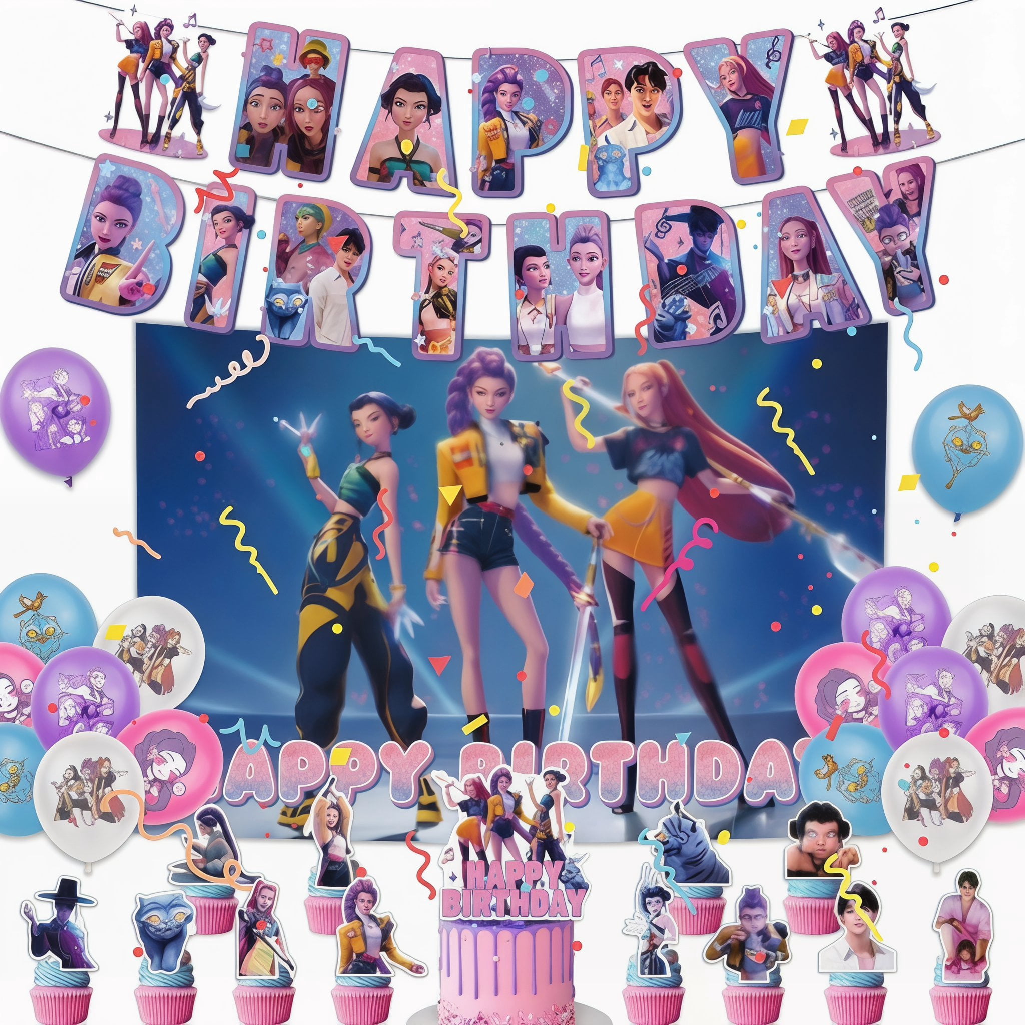 Birthday Party Decorations Set with Happy Birthday Banner, Letter ...