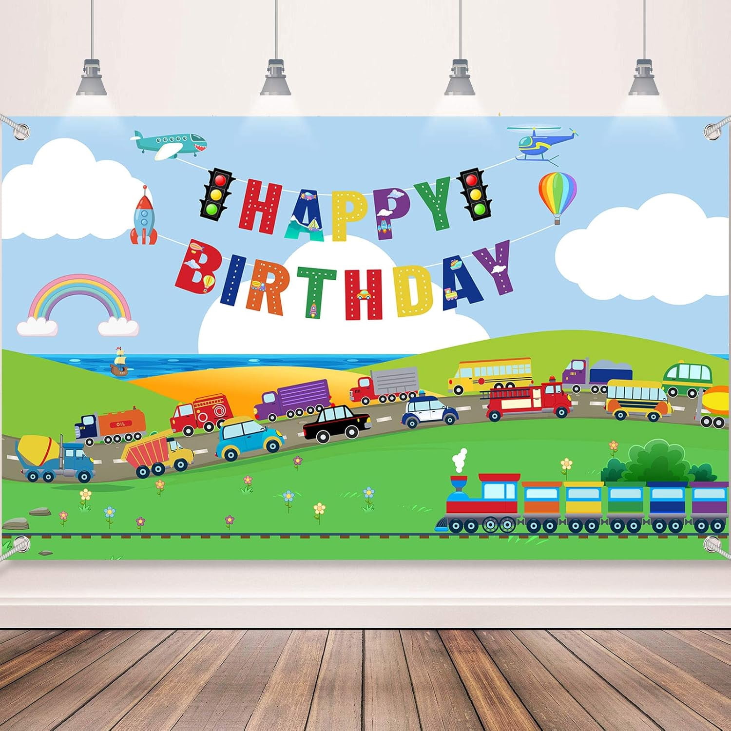 Birthday Party Decorations Traffic Backdrop Photography Background ...