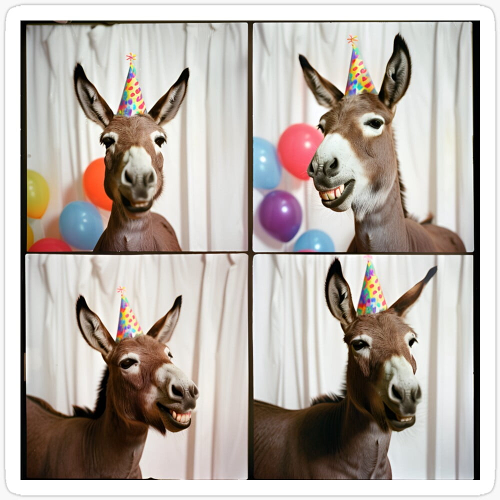 Birthday Party Donkey Photobooth Stickerphone Decal Water Bottle ...