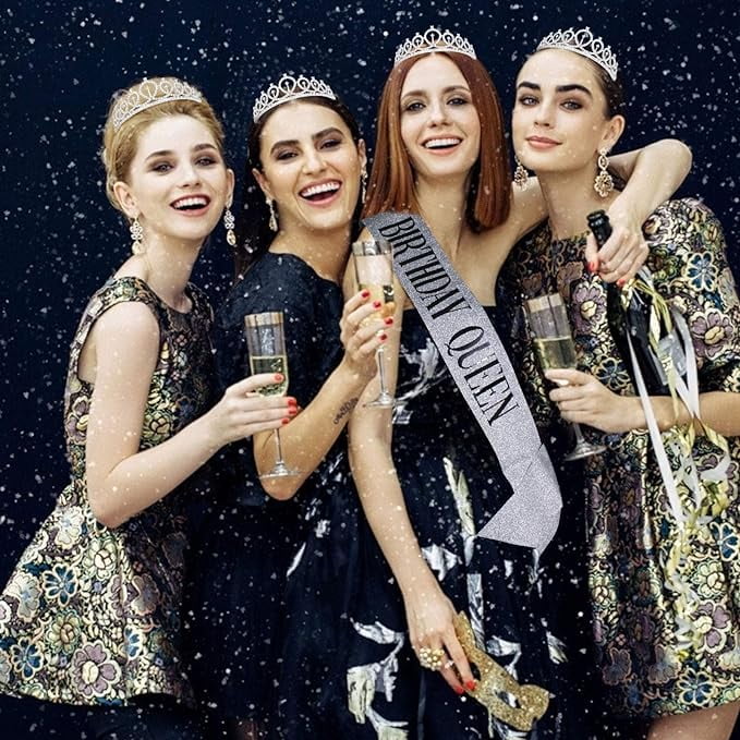 Birthday Party Favors, Birthday Queen Sash And Crown, Gold Plating ...