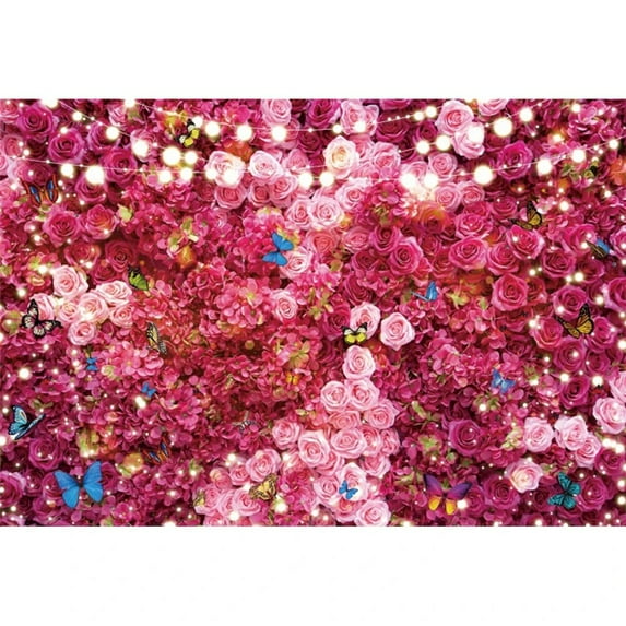 Birthday Party Flower Wall Backdrop Glowing Text Wedding Decoration ...