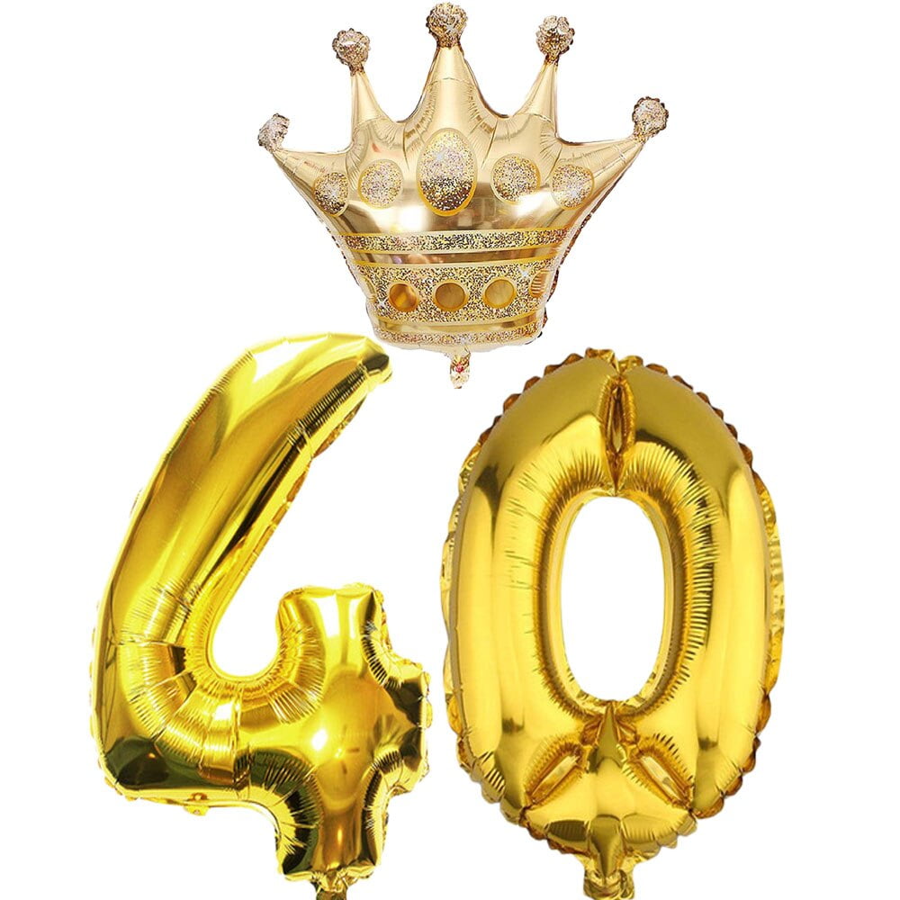Birthday Party Gold Crown Number Balloons Set Anniversary Decorations ...