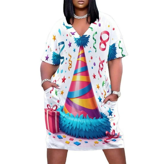 Birthday Party Hat Confetti Celebration Gift Loose Pocket Dress Dresses ...