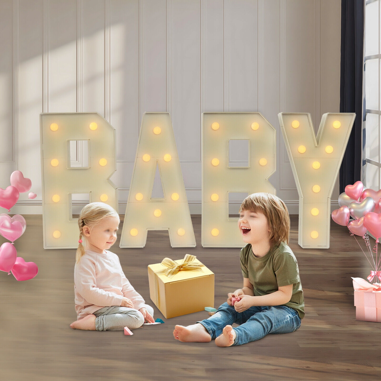 Birthday Party LED Letter Lights "Baby" Letter Light Battery Powered ...