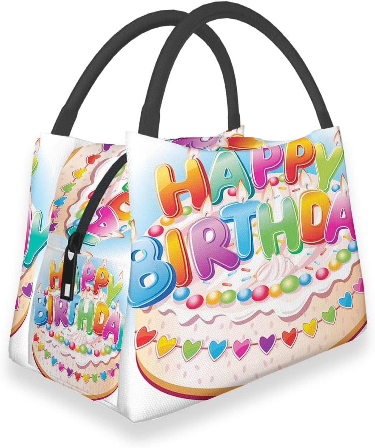 Birthday Party Lunch Box Reusable Lunch Bag,Cartoon Style Happy ...
