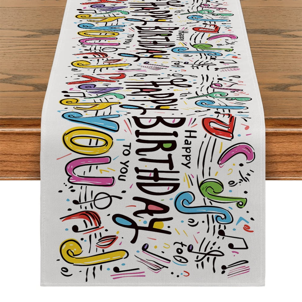 Birthday Party Note Table Runner Wedding ration Cloth Dining r Coffee ...