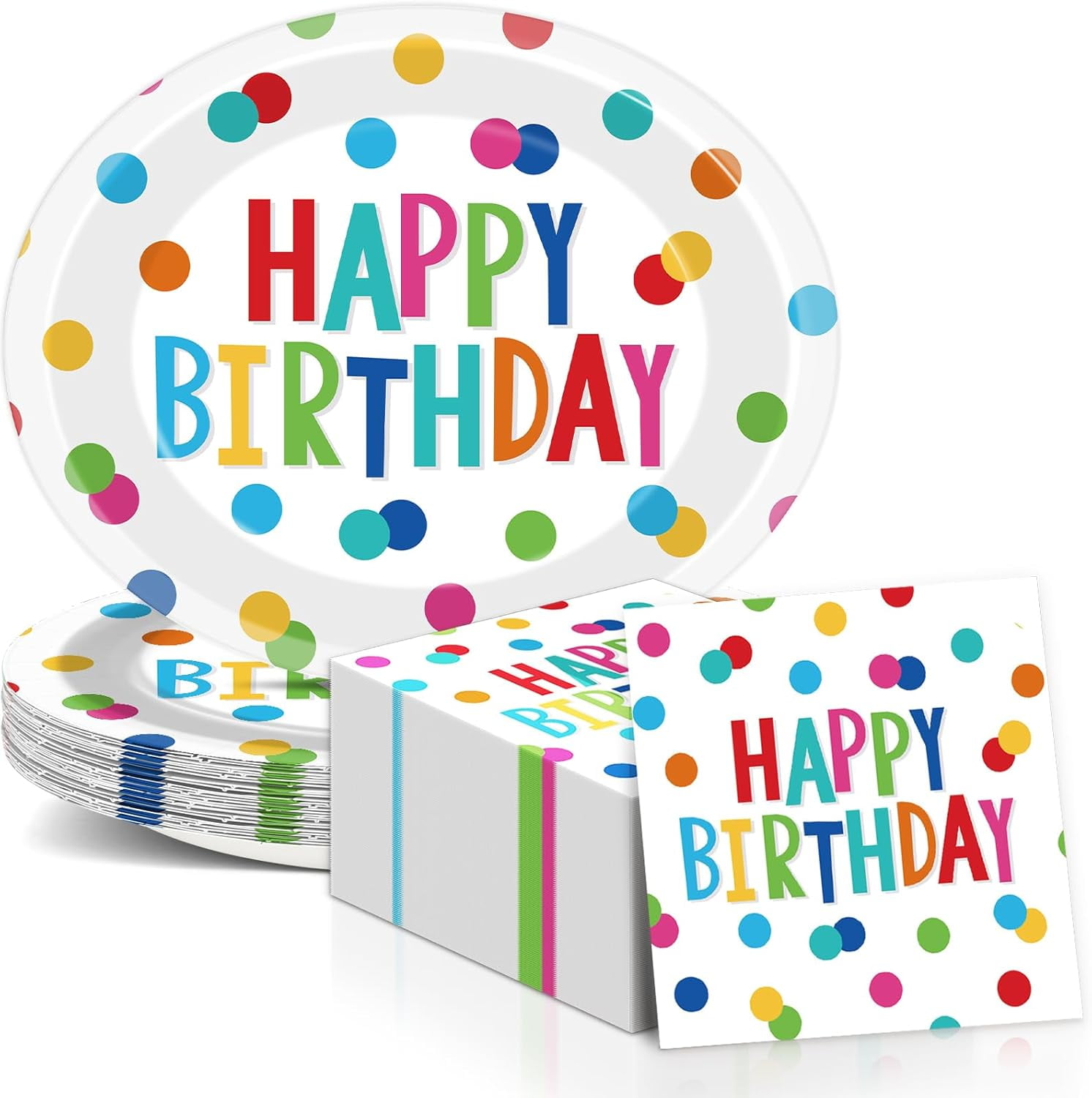 Birthday Party Oval Paper Plate 11inch Large Happy Birthdays Plates and ...