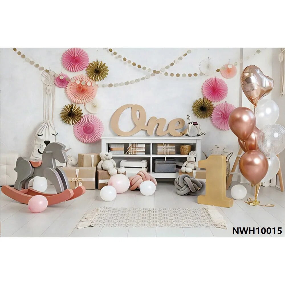 Birthday Party Photo Backgrounds Balloons Stars Bears Gift Cake Newborn ...