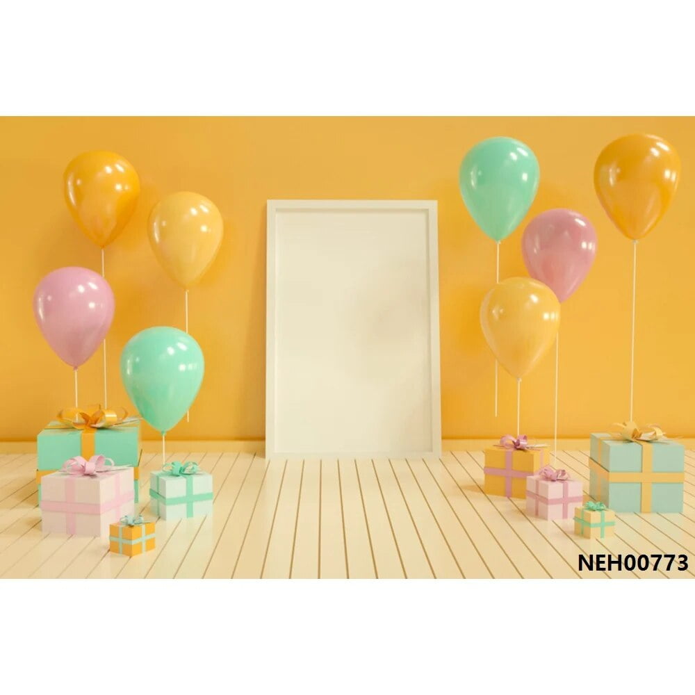 Birthday Party Photo Backgrounds Balloons Stars Bears Gift Cake Newborn ...