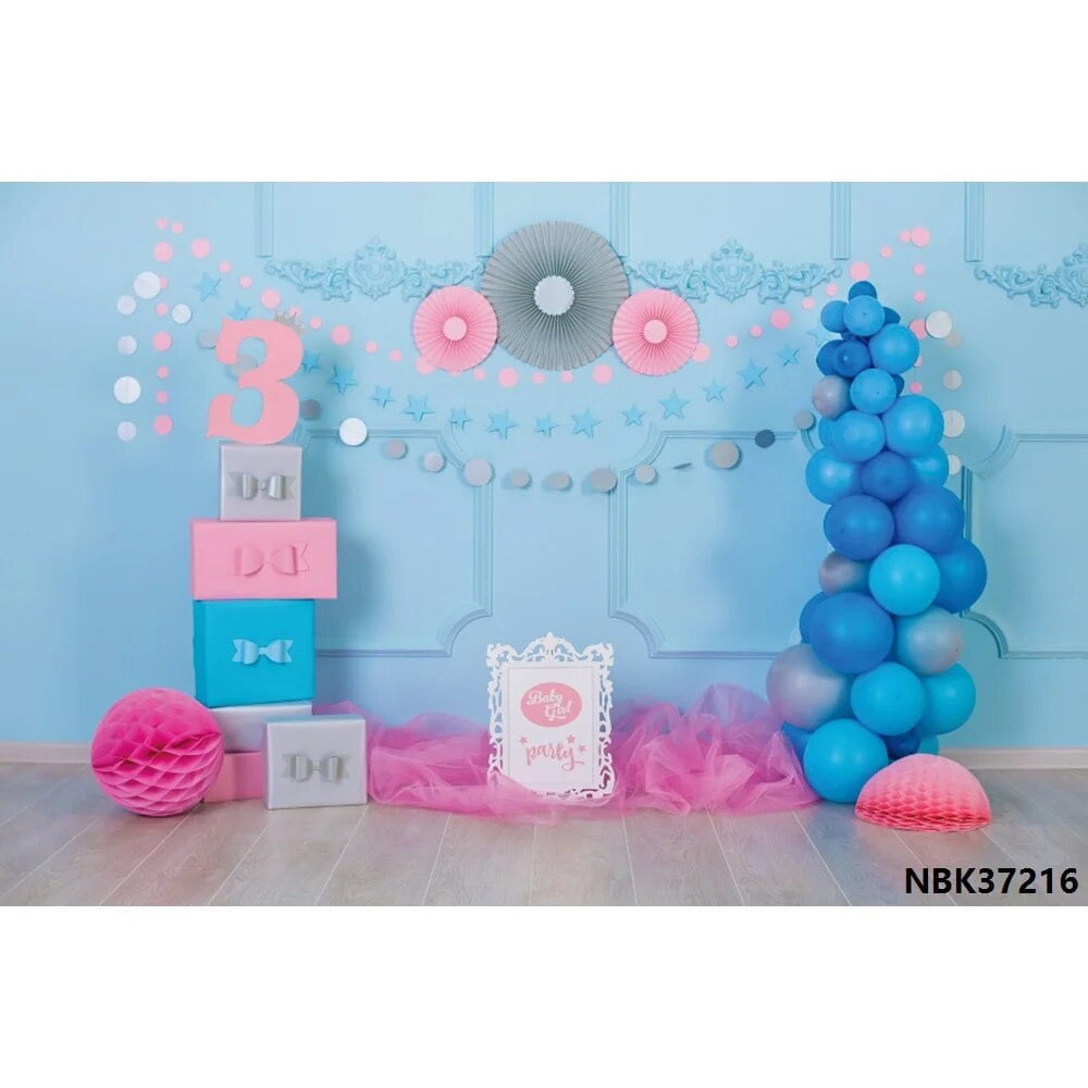 Birthday Party Photo Backgrounds Balloons Stars Bears Gift Cake Newborn ...