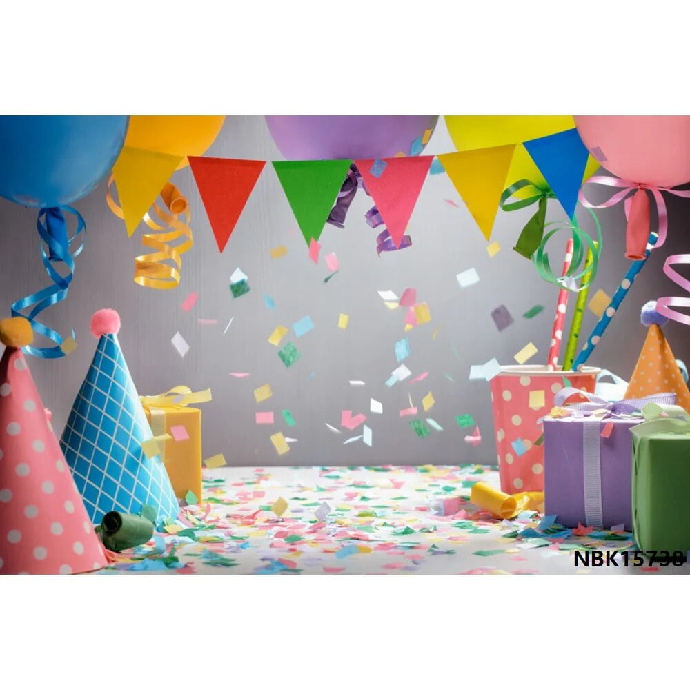Birthday Party Photo Backgrounds Balloons Stars Bears Gift Cake Newborn ...
