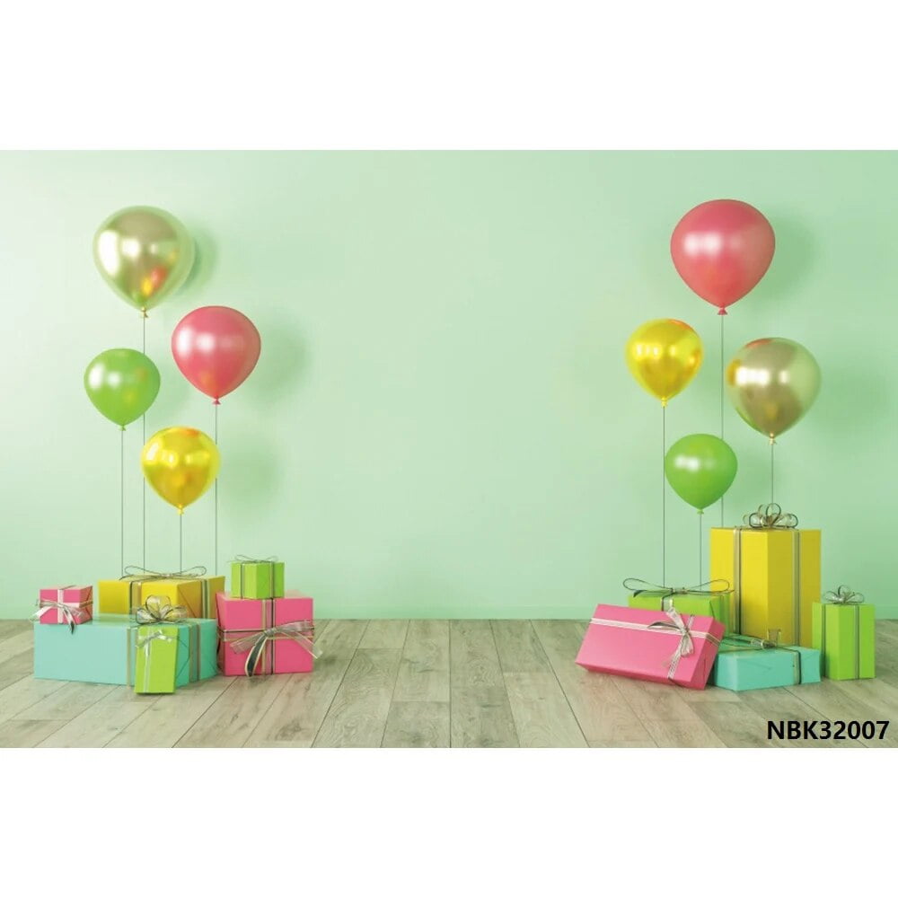 Birthday Party Photo Backgrounds Balloons Stars Bears Gift Cake Newborn ...