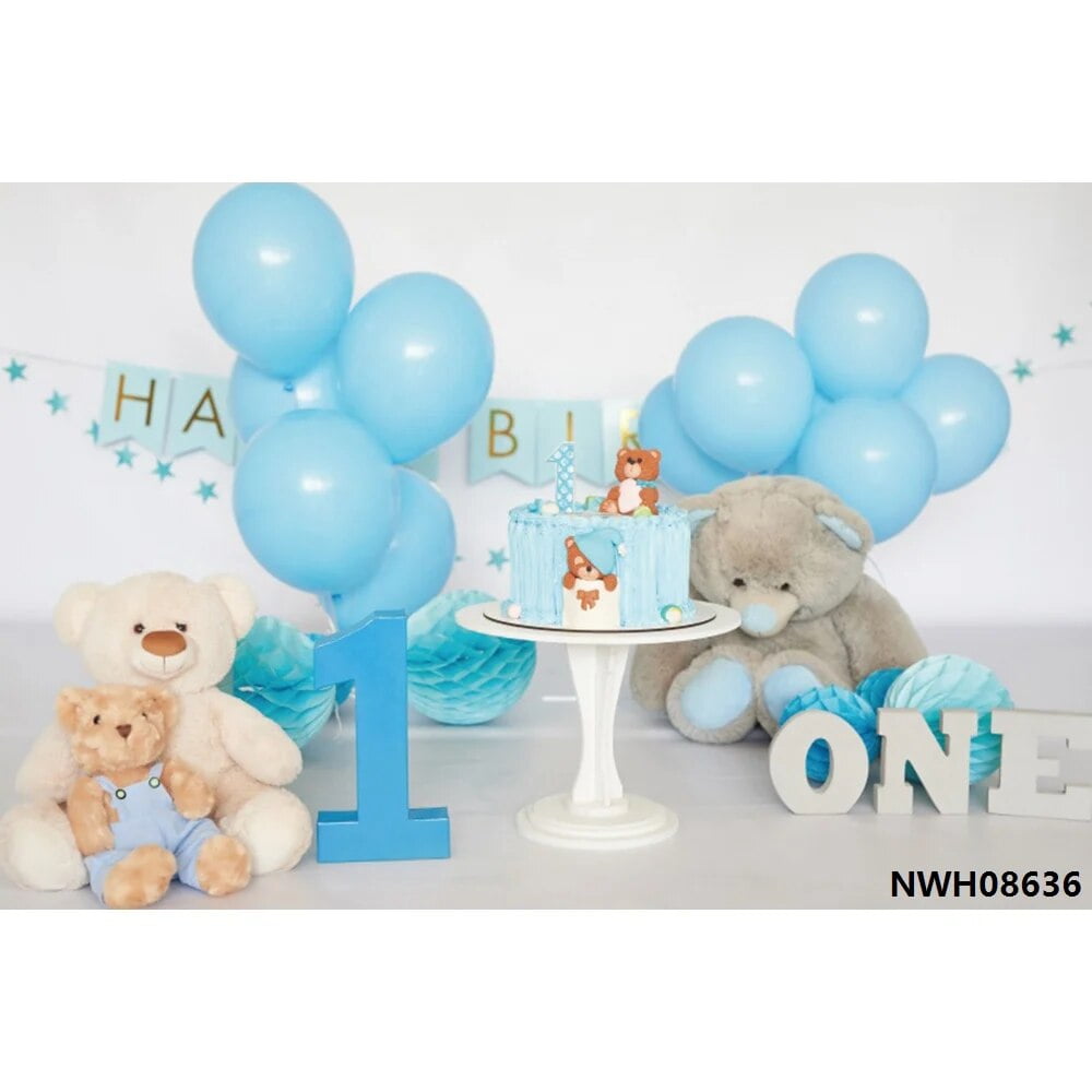 Birthday Party Photo Backgrounds Balloons Stars Bears Gift Cake Newborn ...