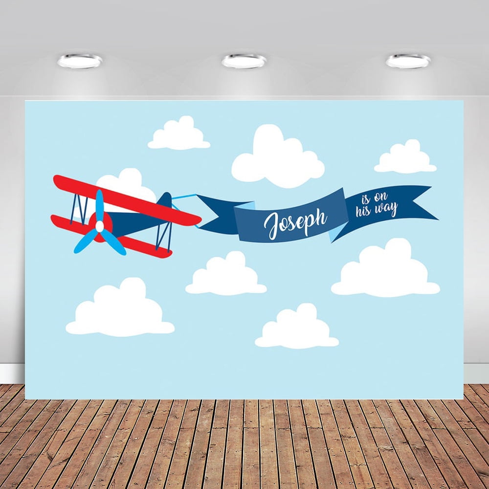 Birthday Party Photography Backdrop Airplane Sky Clouds Children How ...