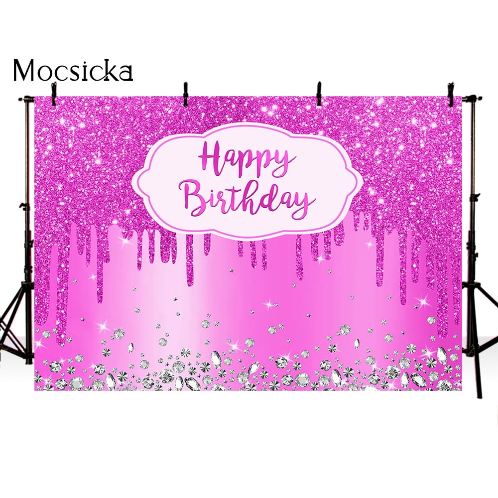 Birthday Party Photography Backdrops Wedding Bridal Shower Photo Wallpaper Gold Glitter Pink ...