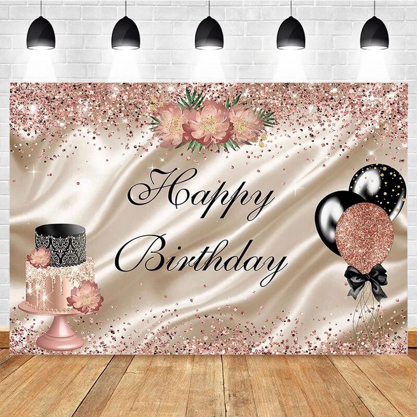 Birthday Party Photography Background Rose Gold Balloon Cake Crush ...
