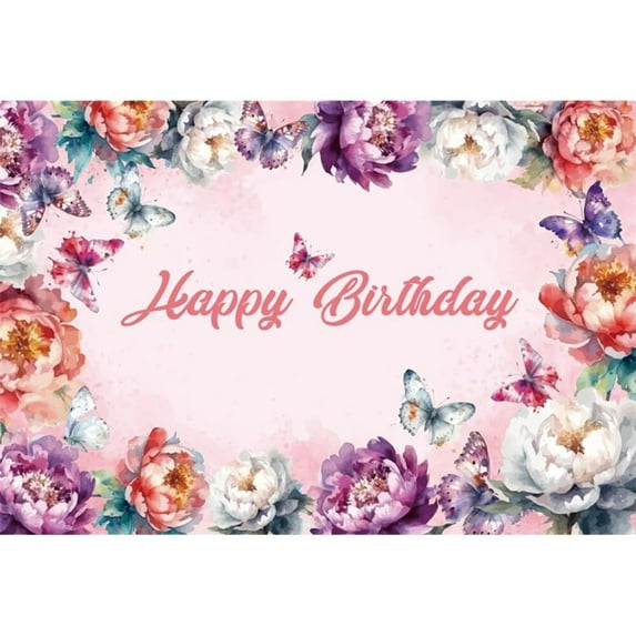 Birthday Party Pink Butterfly Photo Backdrop Family Newborn Christening ...