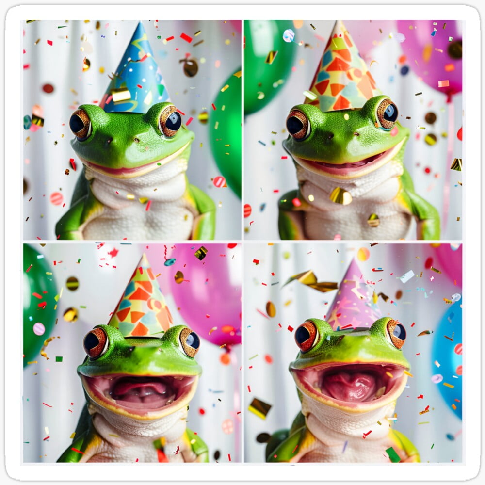 Birthday Party Smiling Frog Celebration Photobooth Stickerphone Decal ...