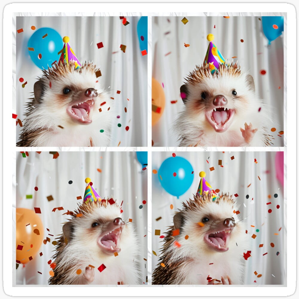 Birthday Party Smiling Hedgehog Celebration Photobooth Stickerphone ...