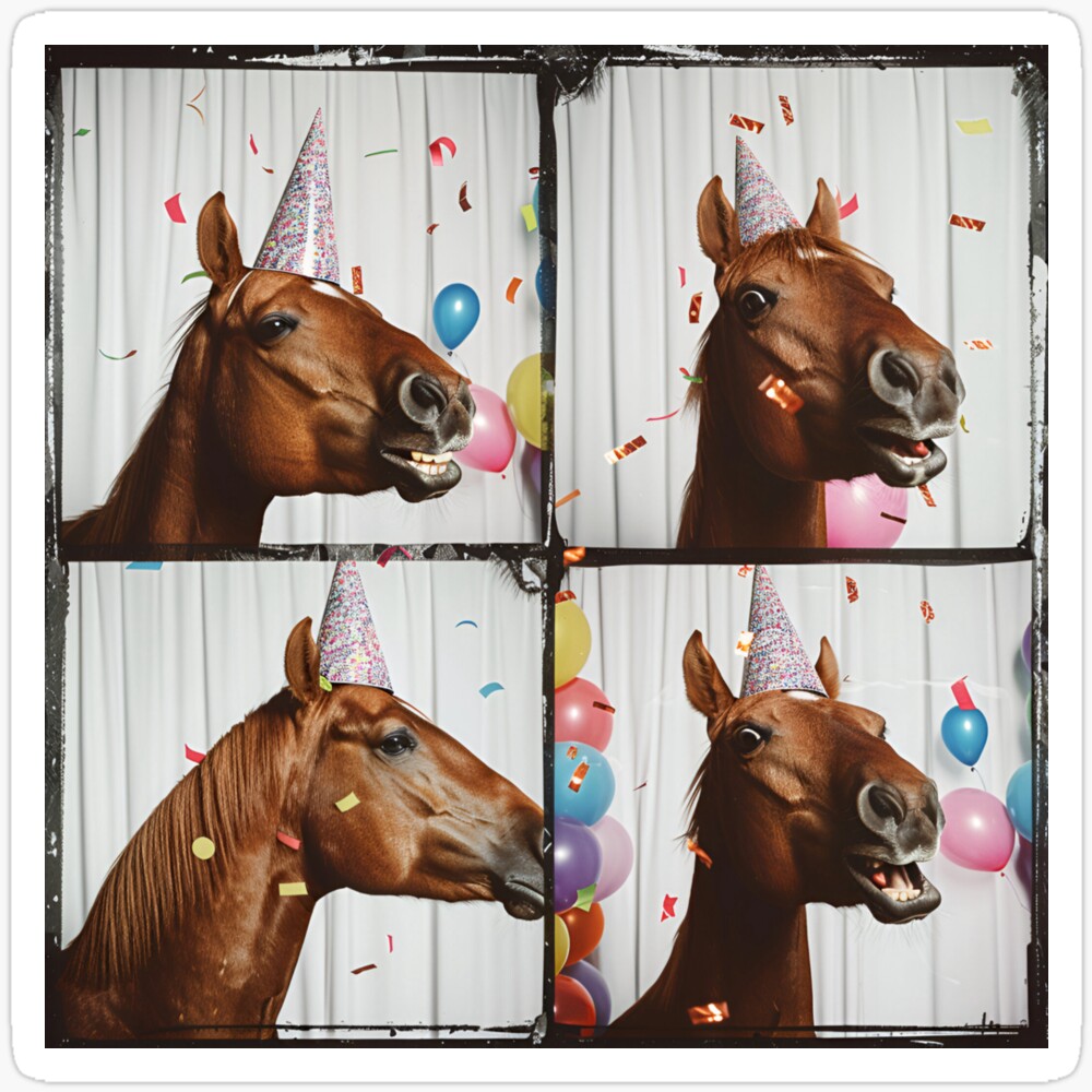 Birthday Party Smiling Horse Celebration Stickerphone Decal Water ...