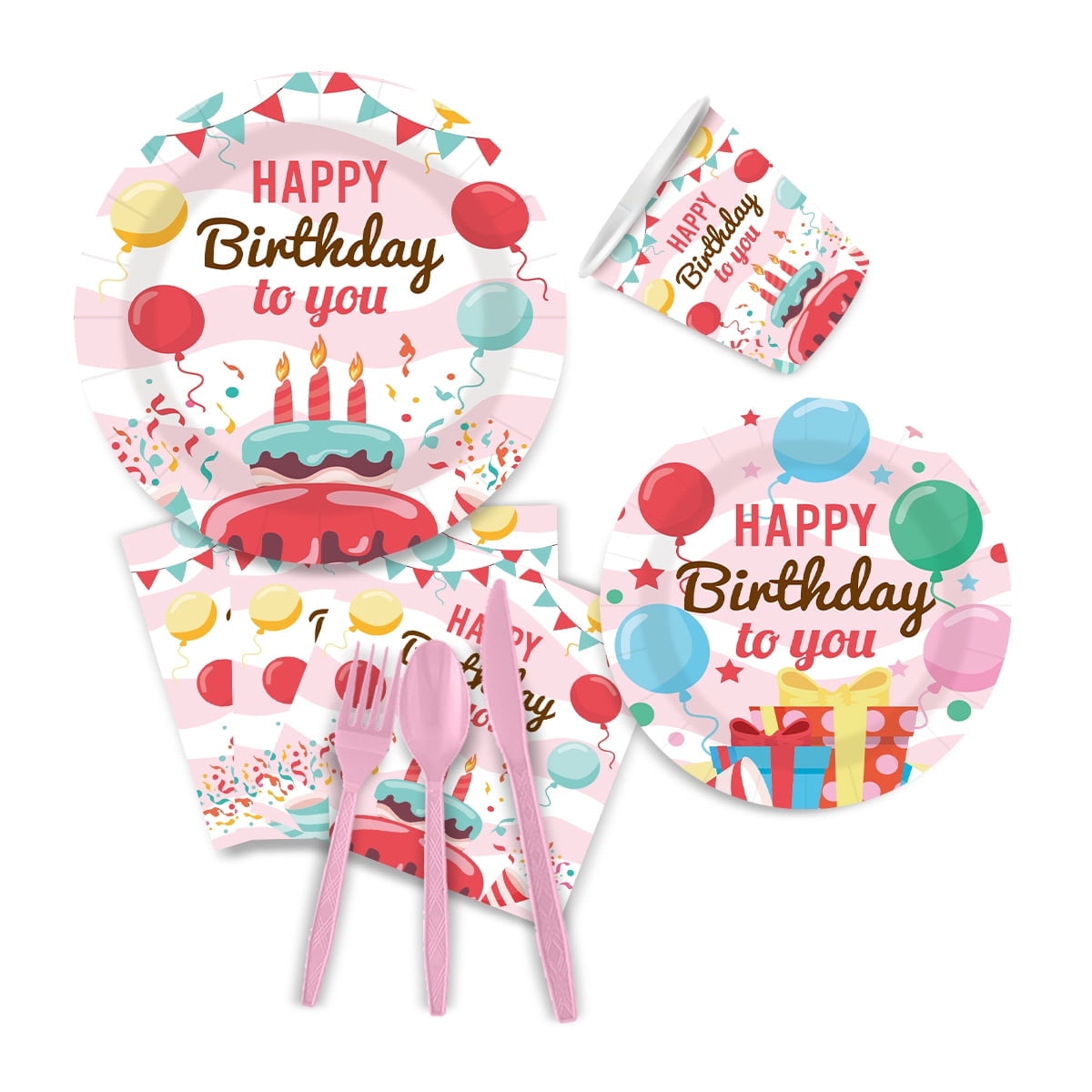 Birthday Party Supplies Disposable Tableware 90pcs for 10 people ...