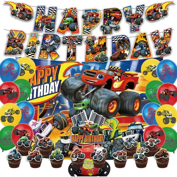Birthday Party Supplies For blaze Includes The blaze Inspired Happy ...