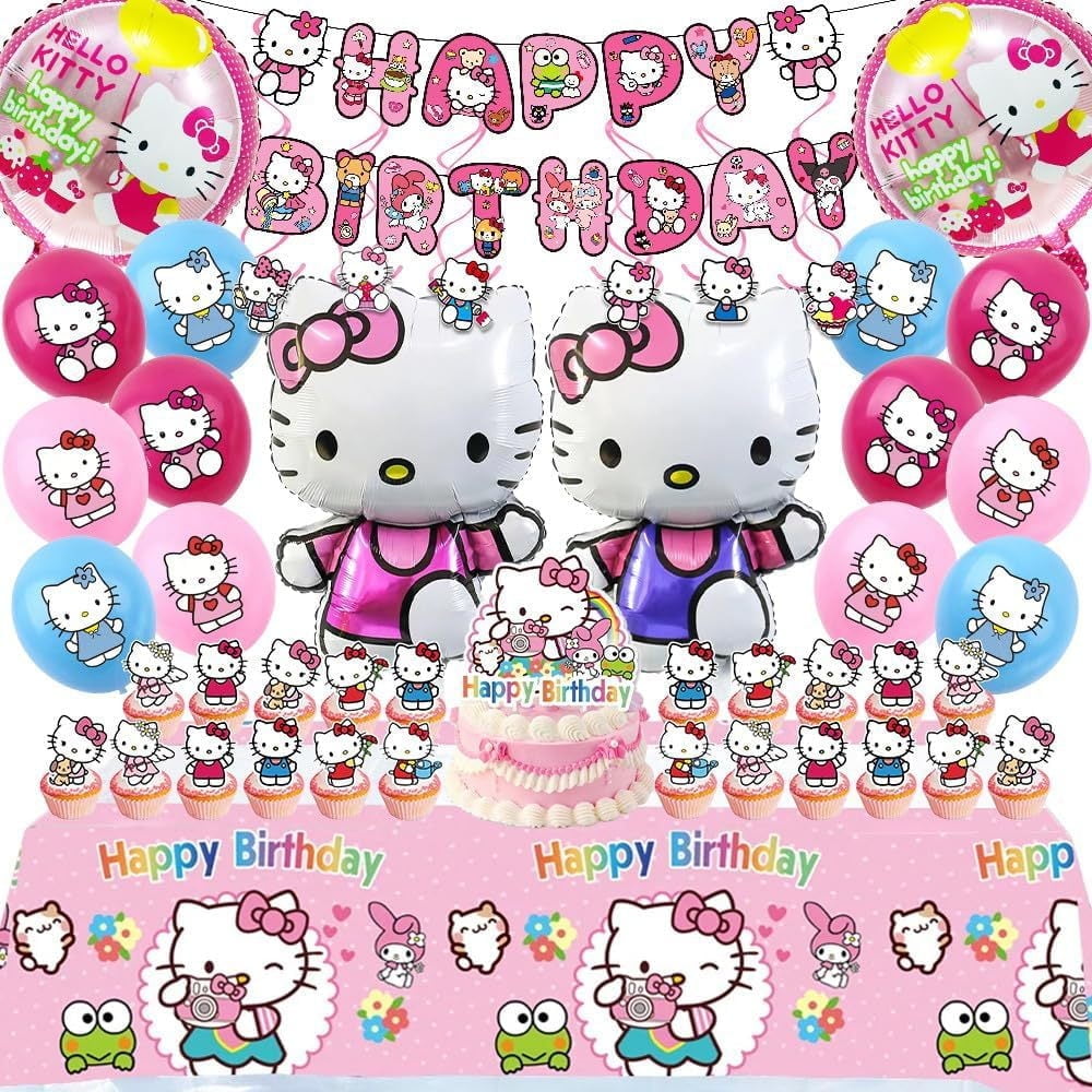 Birthday Party Supplies Set with Hello Kitty Themed, Including Happy ...