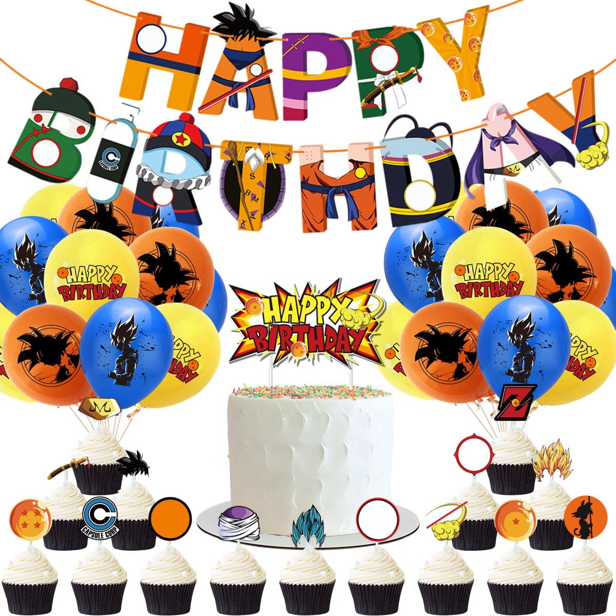 Birthday Party Supplies Set ,Includes Happy Banner - Cake&Cupcake ...