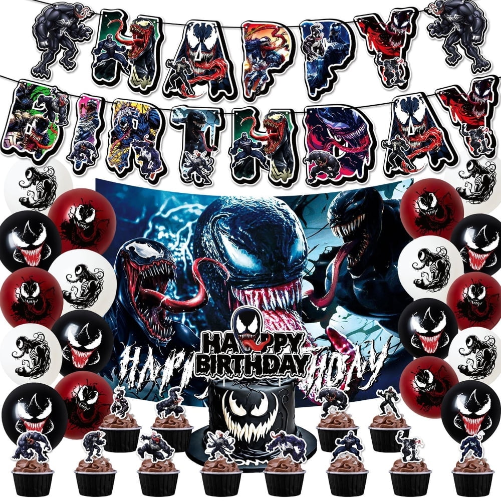 Birthday Party Supplies Set with Venom Themed, Including Happy Birthday ...
