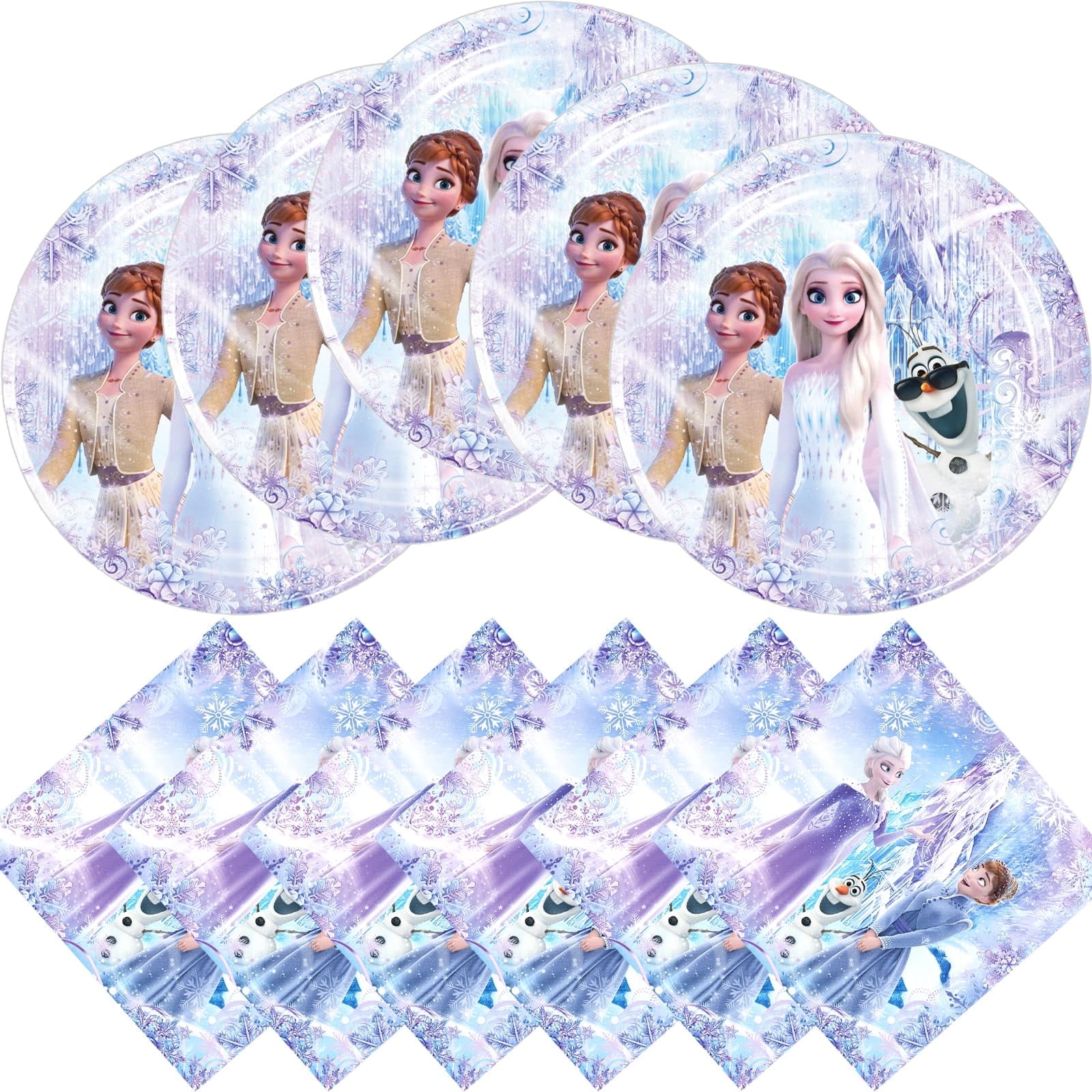 Noiacdo Birthday Party Supplies, White Frozen Plates and Napkins Set ...