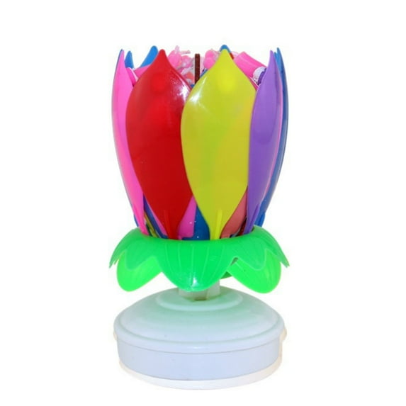 Birthday Party Supply, Rotating Blooming Lotus Music Candle, 1 Piece ...