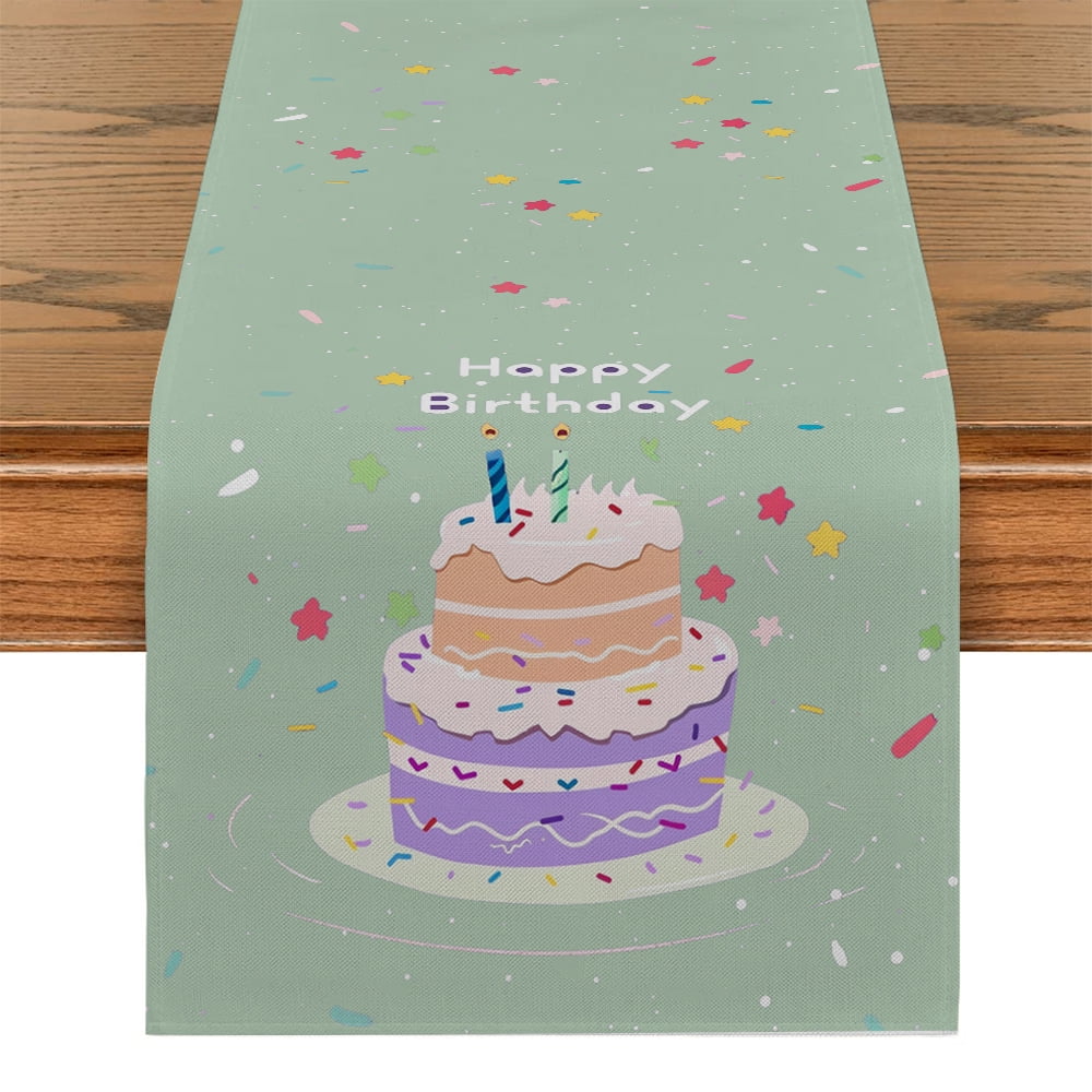 Birthday Party Table Runner Kitchen Dining Table ration for Indoor ...