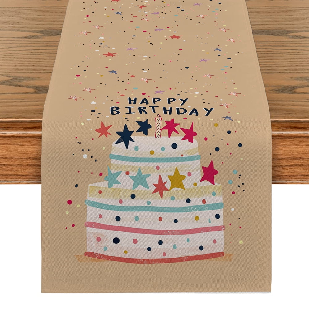 Birthday Party Table Runner Kitchen Dining Table ration for Indoor ...