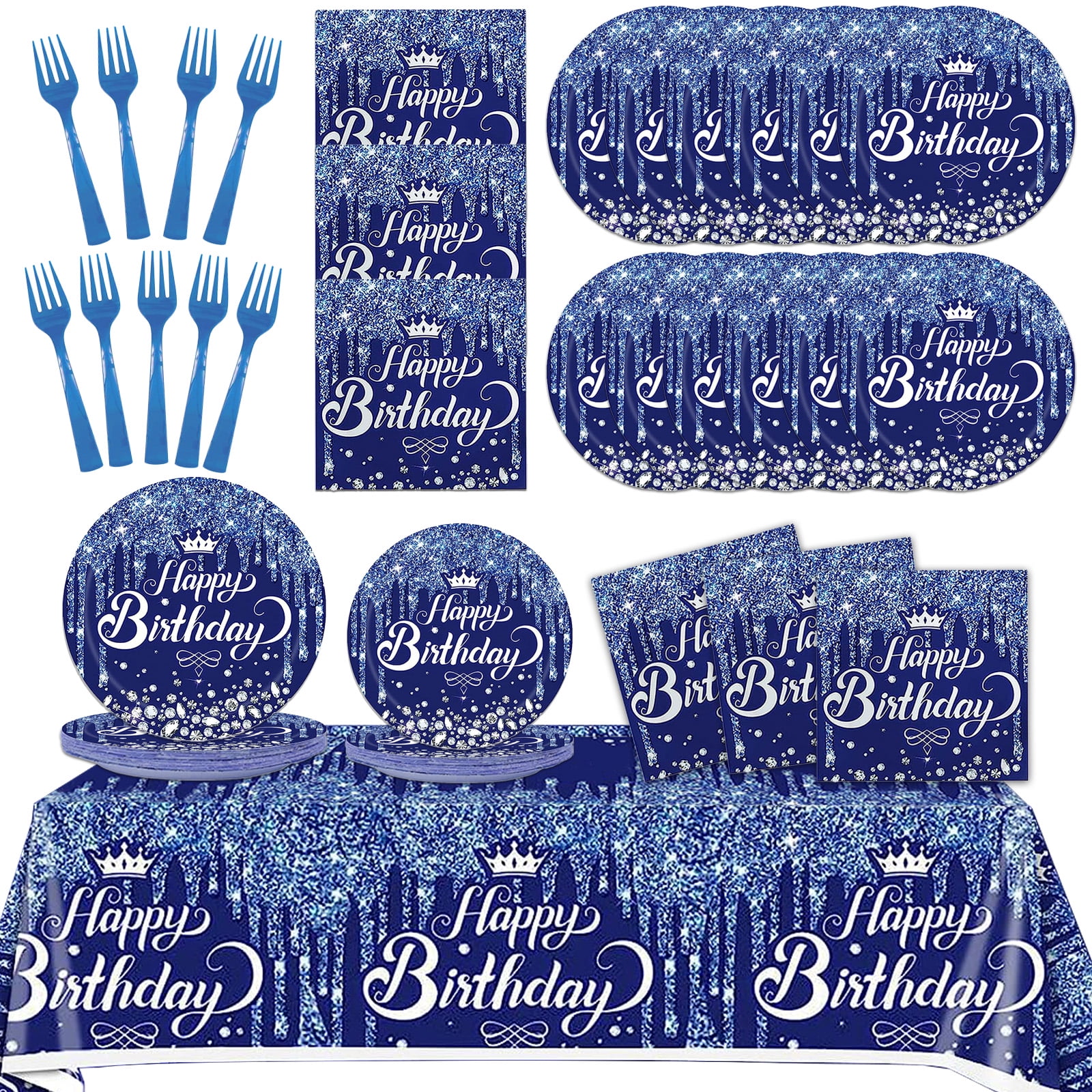 Birthday Party Tableware, Happy Birthday Plates Set Birthday Cutlery ...