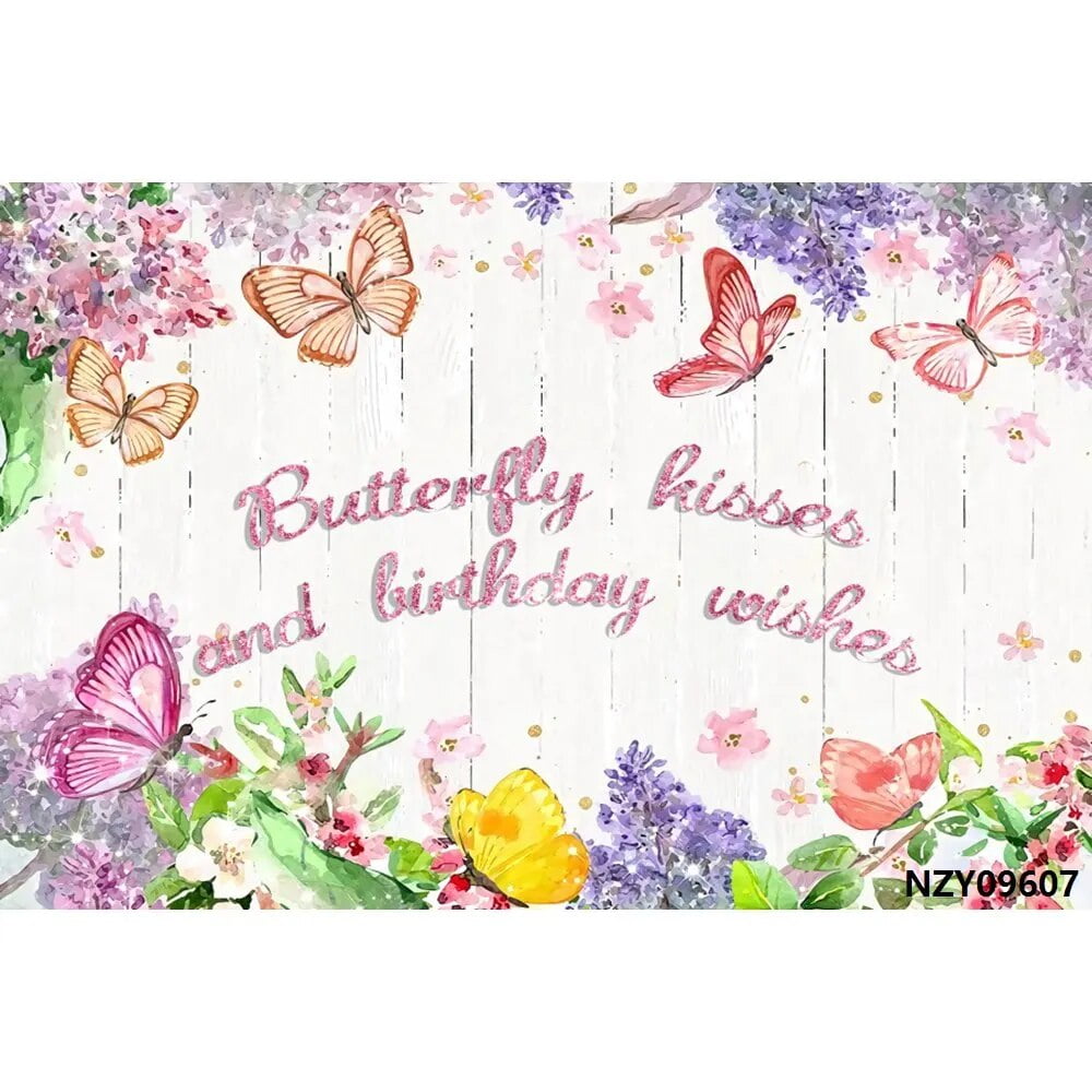 Birthday Photo Background Flowers Butterfly Newborn Baby Shower ...