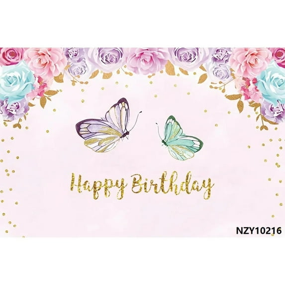 Birthday Photo Background Flowers Butterfly Newborn Baby Shower ...