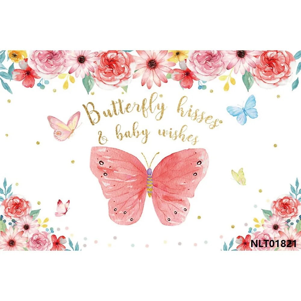 Birthday Photo Background Flowers Butterfly Newborn Baby Shower ...